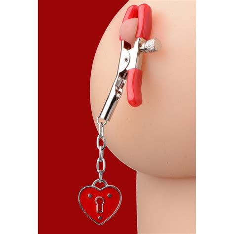 Captive Heart Padlock Nipple Clamps Sex Toy Distributing