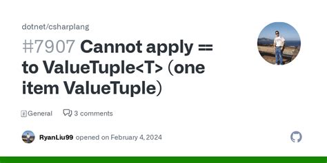 Cannot Apply To Valuetuple One Item Valuetuple · Dotnet Csharplang