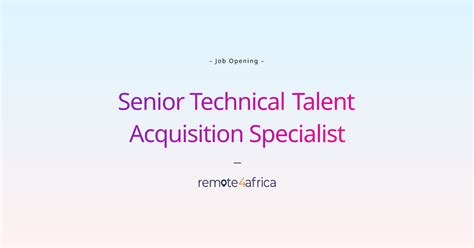 Remote Senior Technical Talent Acquisition Specialist Job At Health