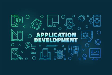 Application Development Vector Colored Horizontal Illustration Stock Vector Illustration Of