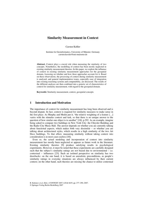 Pdf Similarity Measurement In Context