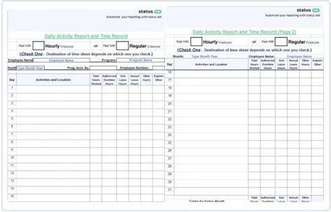 Free Daily Report Templates With Excel Word Activity Formats