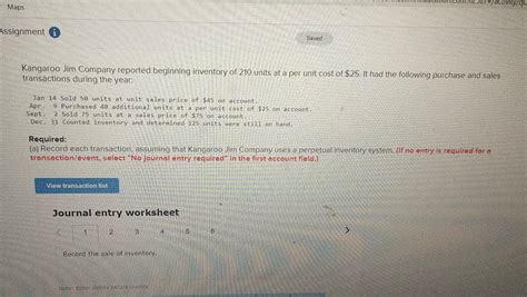 Solved Kangaroo Jim Company Reported Beginning Inventory Of