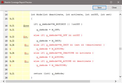 11 The Reactis Coverage Report Browser — Reactis For Simulink Users Guide V2024