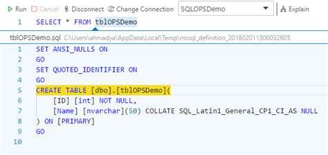 Configuration And Querying Of Microsoft Sql Operations Studio