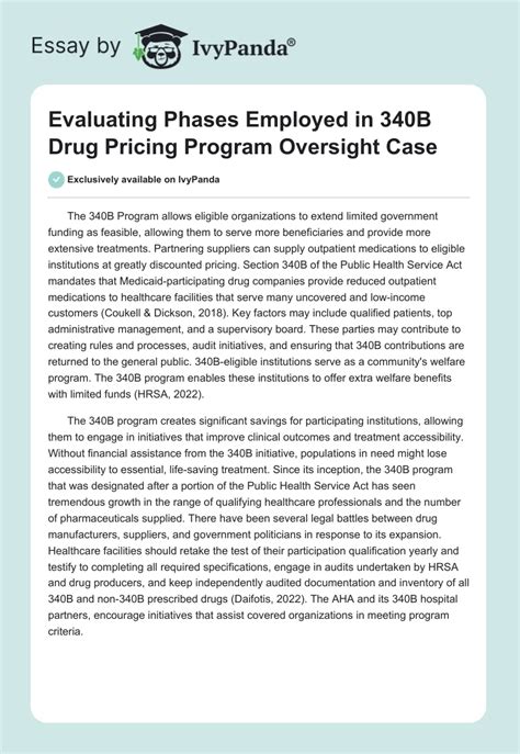 Evaluating Phases Employed In 340b Drug Pricing Program Oversight