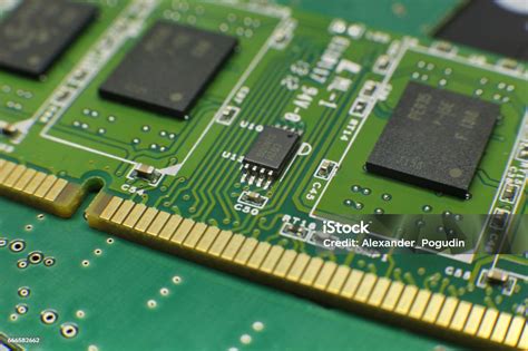Microchip Of Ram Memory For Personal Computer Full Frame Close Up Stock
