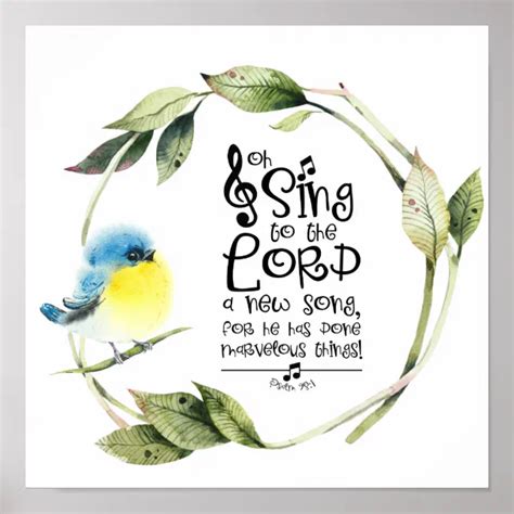 Psalm 981 Sing To The Lord A New Song Bible Verse Poster Zazzle