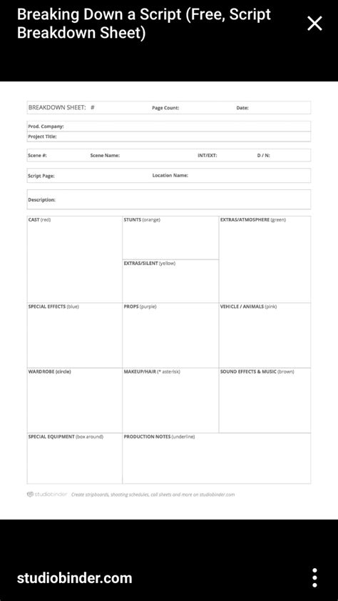 script supervisor notes template