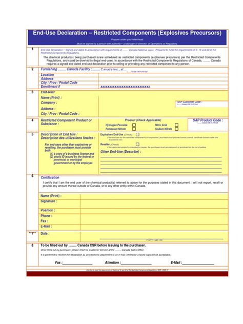 End Use Declaration Download Free Pdf Explosive Material Email