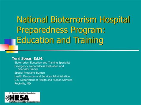 Ppt National Bioterrorism Hospital Preparedness Program Education And Training Powerpoint