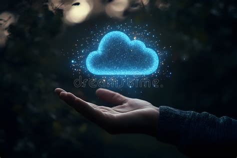 Cloud Storage Icon On A Hand Concept Of Remote Data Storage Stock Illustration Illustration