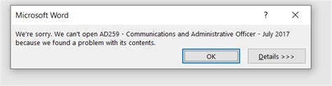 cannot open word document due to contents issue open and repair
