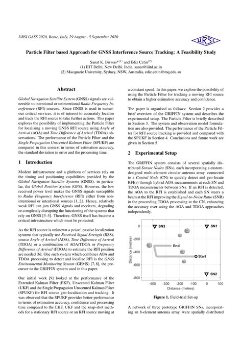 PDF Particle Filter Based Approach For GNSS Interference Source Tracking A Feasibility Study
