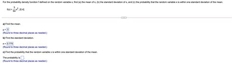 Solved For The Probability Density Function F Defined On The Chegg