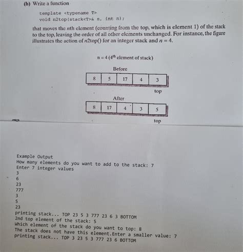 Solved B Write A Function Template Void N2top Stackand S