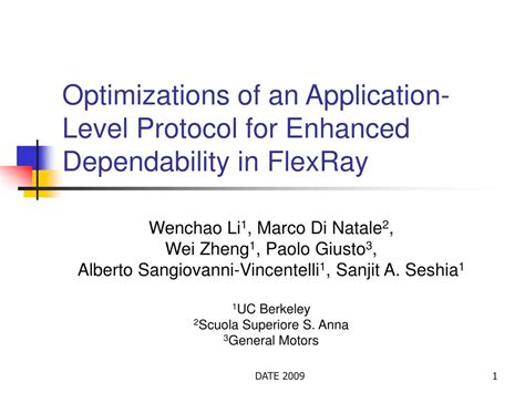Ppt Optimizations Of An Application Level Protocol For Enhanced Dependability In Flexray