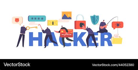 Hacker Concept Cyber Criminals Phishing Stealing Vector Image