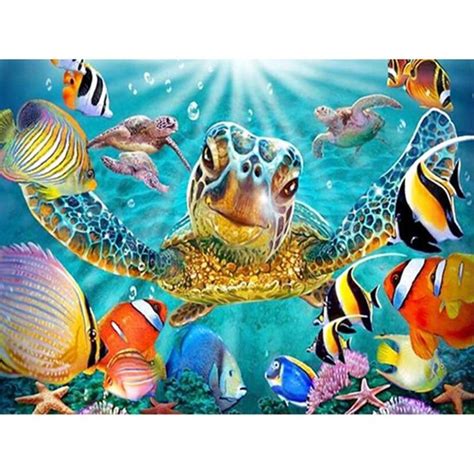 Diy 5d Sea Turtle Diamond Painting Turtle Painting Turtle Turtle Art