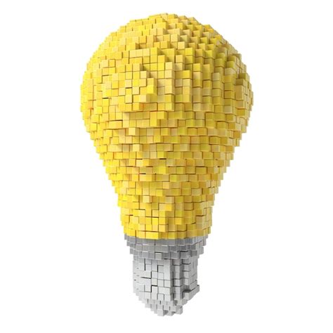 Premium Photo Voxel Incandescent Bulb Isolated 3d Rendering