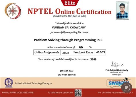 🚀 Excited To Share That Ive Successfully Completed The Nptel Course Problem Solving Through