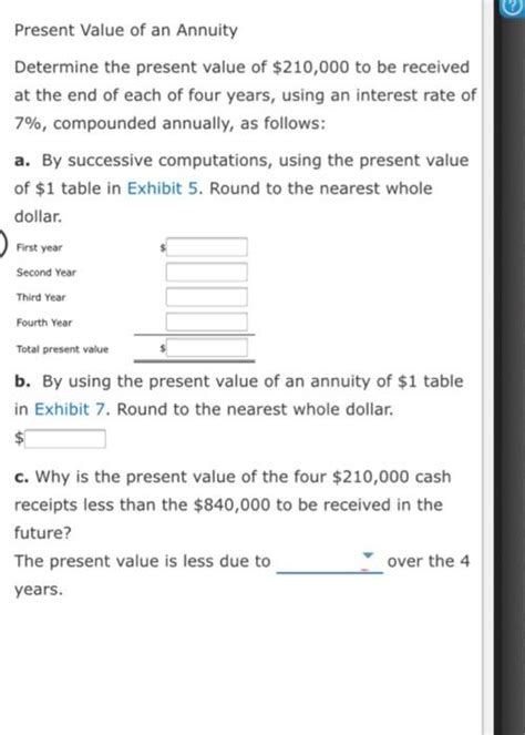 Solved Present Value Of An Annuity Determine The Present Chegg Com