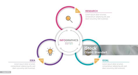 3 단계 연속 화살표 비즈니스 모델의 개념 선형 그림 과 텍스트 상자 브로셔 프리젠 테이션을위한 타임 라인 디자인 인포그래픽 디자인 레이아웃 3에 대한 스톡 벡터 아트 및