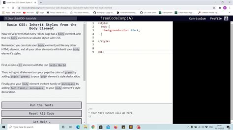 Tutorial 26 Inheriting Styles From Body Element Free Code Camp