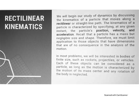 Solution Dynamics Of Rigid Bodies Kinematics Of A Particle Rectilinear
