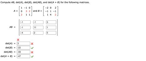 [solved] compute ab det a det b det ab and det a b fo