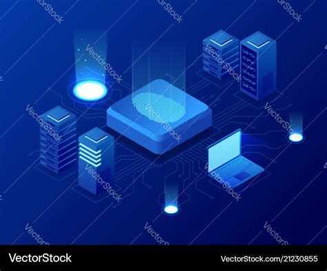 Isometric Biometrics Blockchain Technology Vector Image
