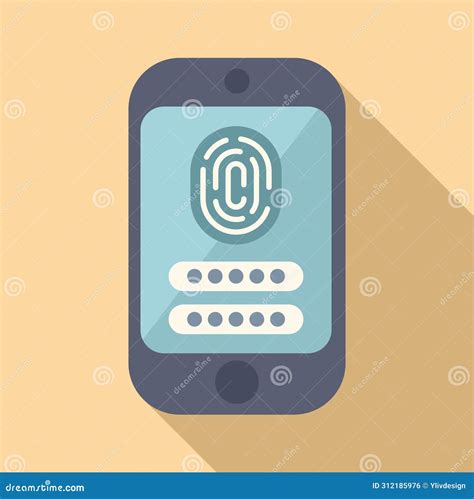 fingerprint smartphone icon flat vector verify step process stock