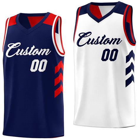 Custom Navy White Reversible Double Side Tops Basketball Jersey Kxkshop