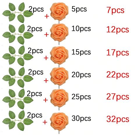 ดอกไม้เทียม 7 12 17 22 27 32 ชิ้น ดูเหมือนดอกกุหลาบจริง ฟองน้ำสีงาช้าง ต้นกิ่ง สำหรับ Diy ช่อ