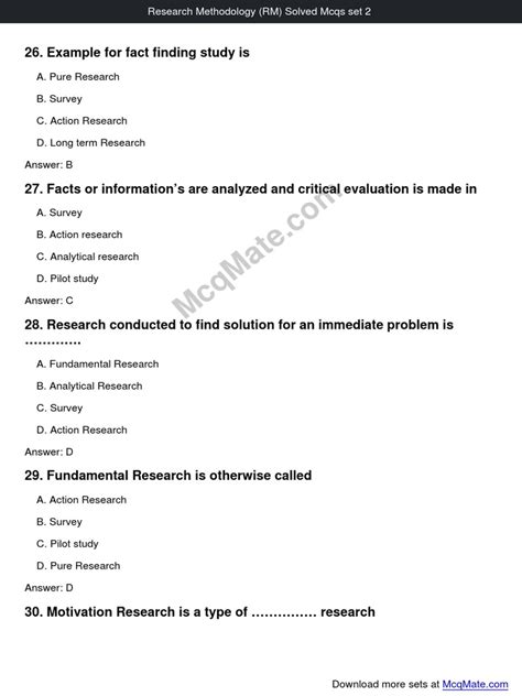 Research Methodology Rm Solved Mcqs Set 2 Pdf Qualitative Research Quantitative Research