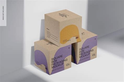 Premium Psd Square Box Packaging Mockup Perspective