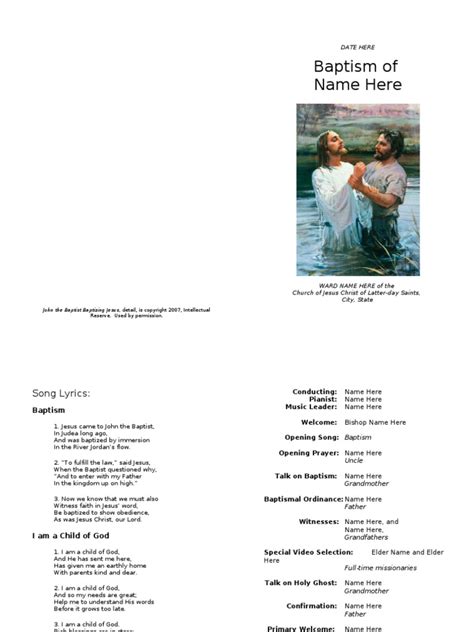 Baptism Program Template Lds