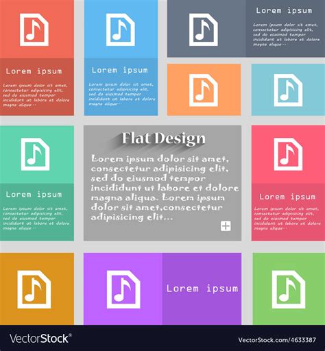 Audio Mp3 File Icon Sign Set Of Multicolored Vector Image