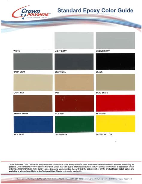 Color Charts Crown Polymers Flooring Finishes
