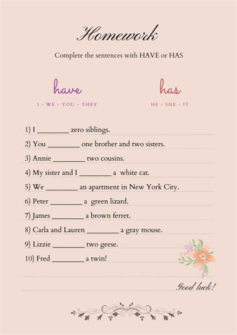 Have Vs Has Interactive Worksheet