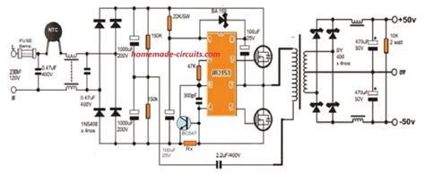 Smps 2 X 50v 350w Circuit For Audio Power Amplifiers Homemade Circuit Projects