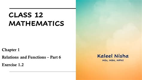 Relations And Functions Chapter 1 Part 6 Exercise 12 Cbse Class 12 Maths In English