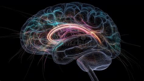 Futuristic Digital Neural Network Brain Visualization Colorful Data
