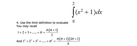 Solved ∫x21dx 4 Use The Limit Definition To Evaluate 0