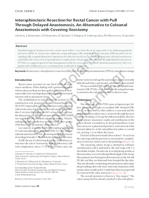 Pdf Intersphincteric Resection For Rectal Cancer With Pull Through