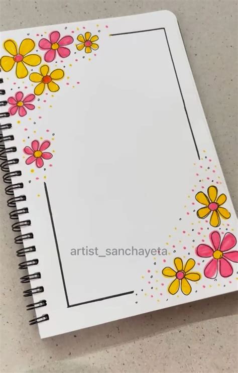 تزیین دفتر مشق دخترانه ساده با طراحی های زیبا و مداد رنگی