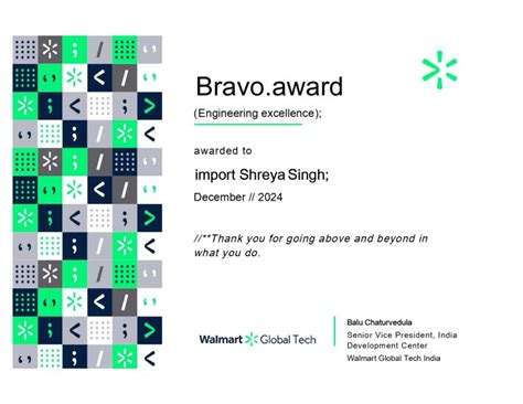 Bravoaward Proud Teamwalmart Software Softwareengineering Shreya