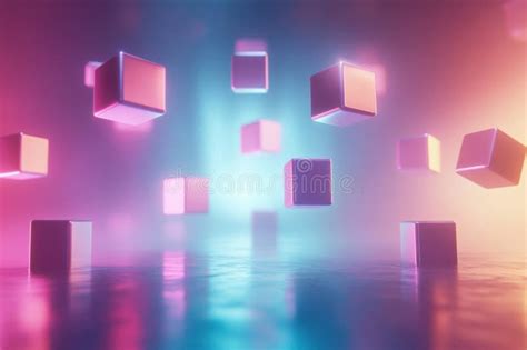 Floating Colorful 3d Cubes Create A Futuristic Minimalistic Atmosphere With Neon Gradients And