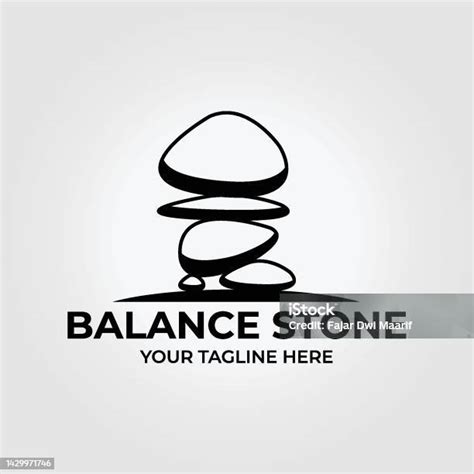 밸런스 스톤 로고 벡터 일러스트 레이 션 디자인 빈티지 아이콘 라인 강에 대한 스톡 벡터 아트 및 기타 이미지 강 개념