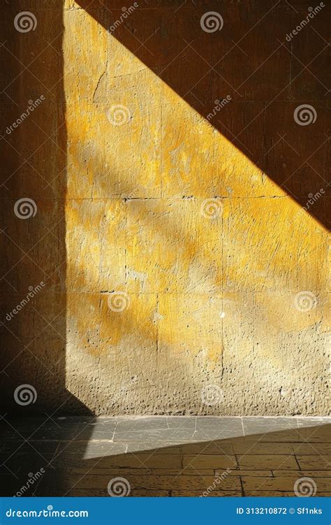 A Bold Diagonal Shadow Splits A Textured Yellow Wall Creating A Striking Contrast And Abstract